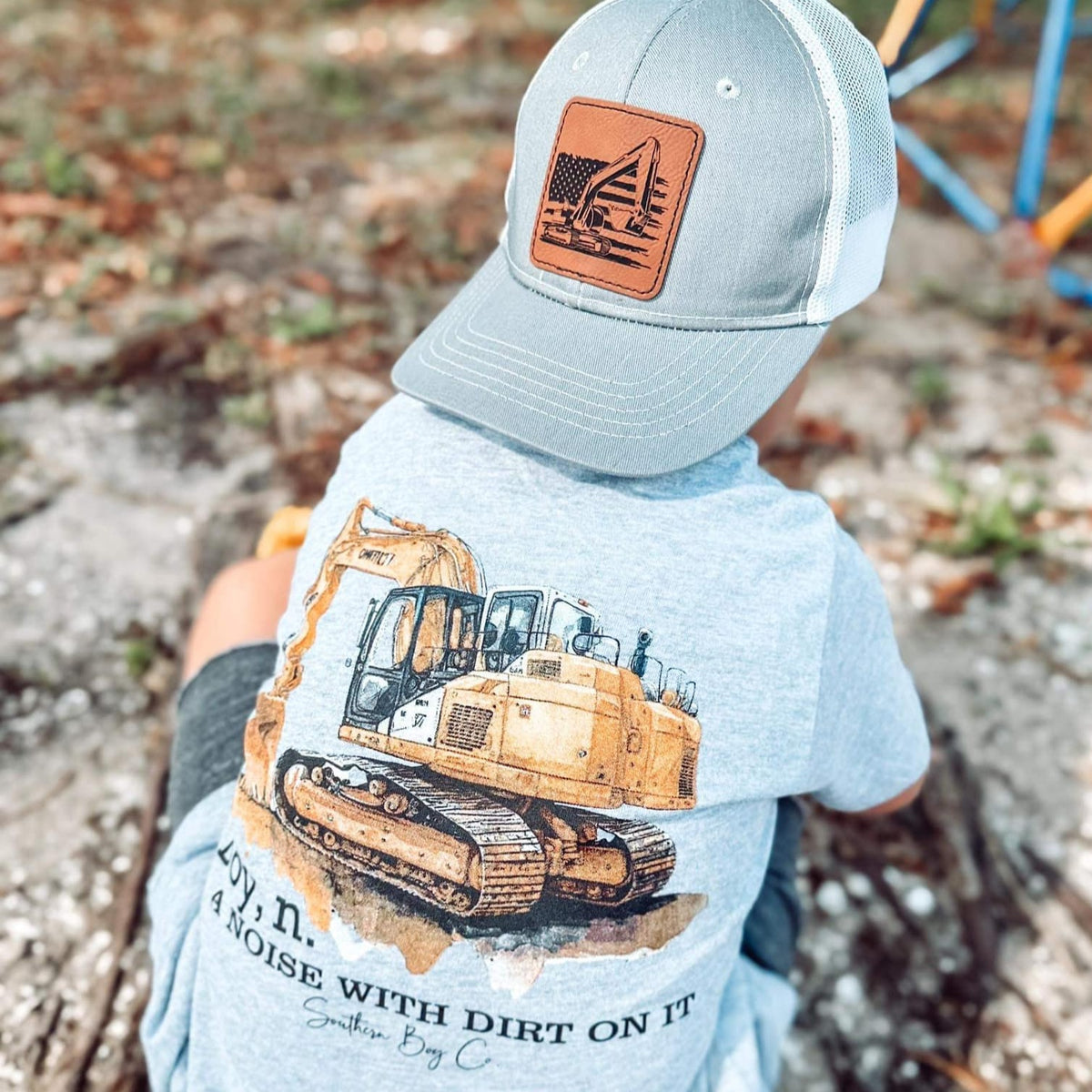 (Grey/White) Excavator Patch Kids Hat – Southern Boy Co.