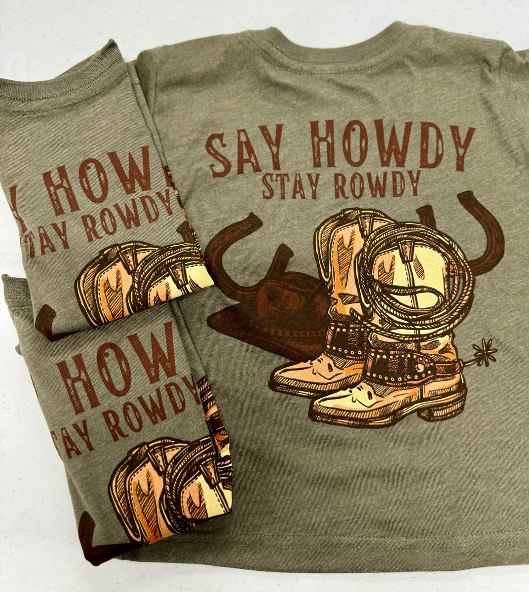 Say Howdy and Stay Rowdy Short Sleeve Boys Shirt – Southern Boy Co.