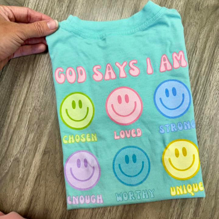 God Says Smiley Face Girl's Long Sleeve Shirt – Southern Boy Co.