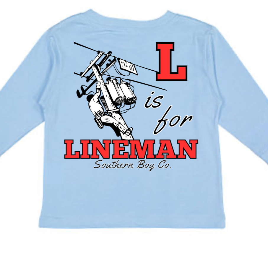 (LONG) L is For Lineman Long Sleeve Kids Tee – Southern Boy Co.