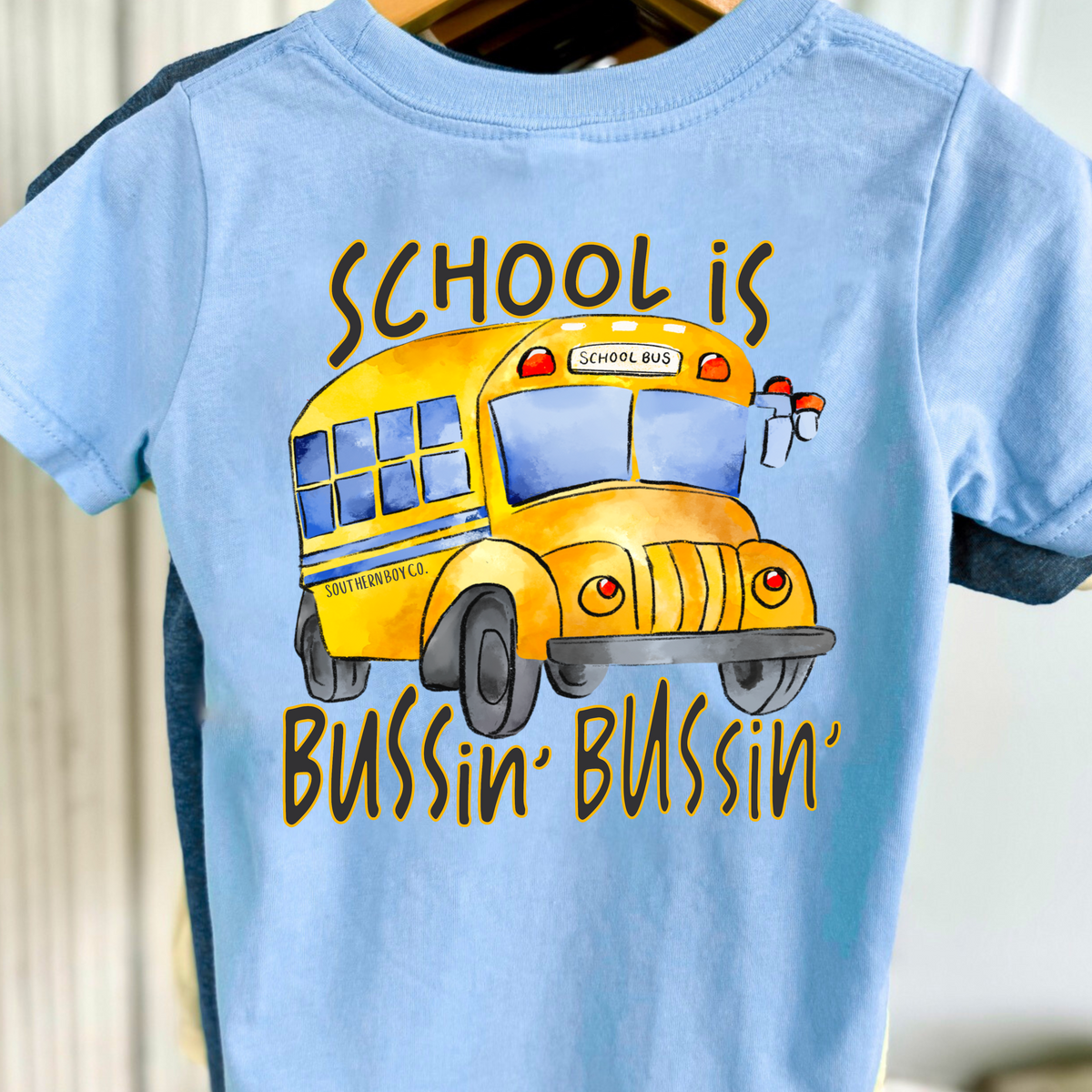 LIGHT BLUE School is Bussin' Short Sleeve Kids Tee – Southern Boy Co.