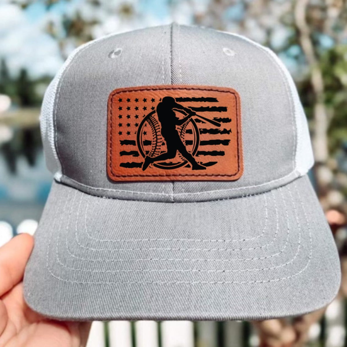 (Grey/White) Swing Batter Patch Hat – Southern Boy Co.