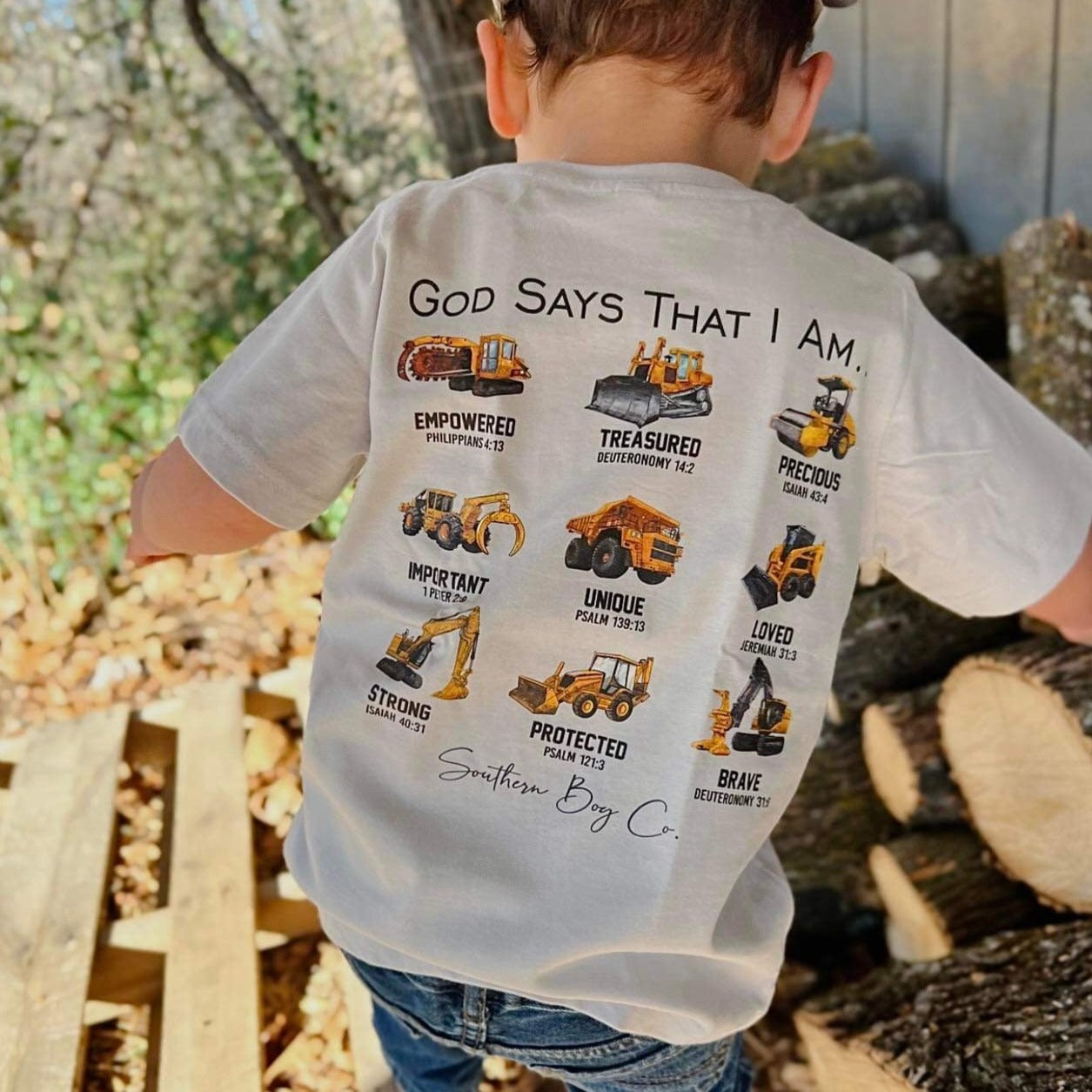 God Says That I Am (Construction) Short Sleeve Boys Shirt | Southern ...