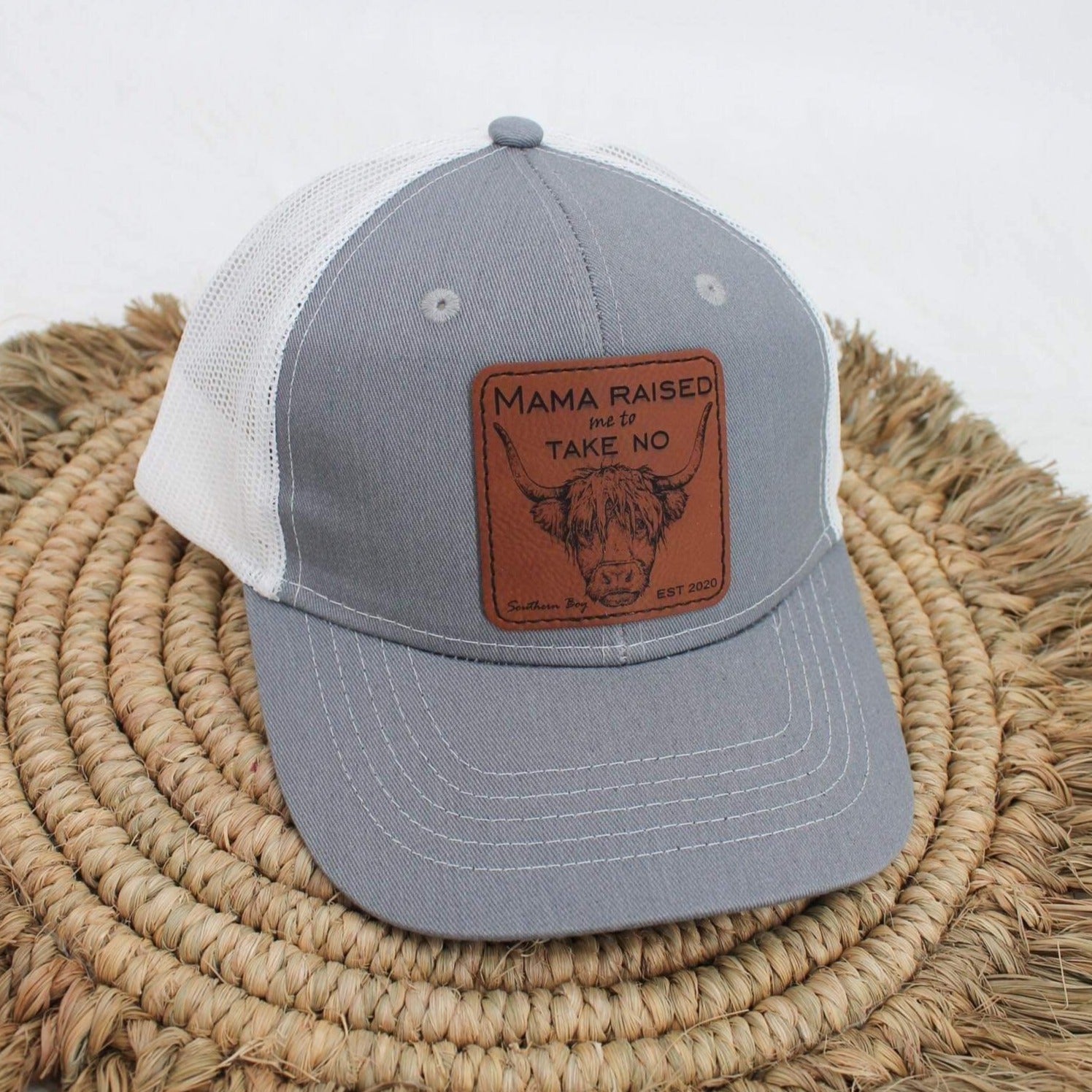 (Grey/White) Take No Bull Kids Hat – Southern Boy Co.